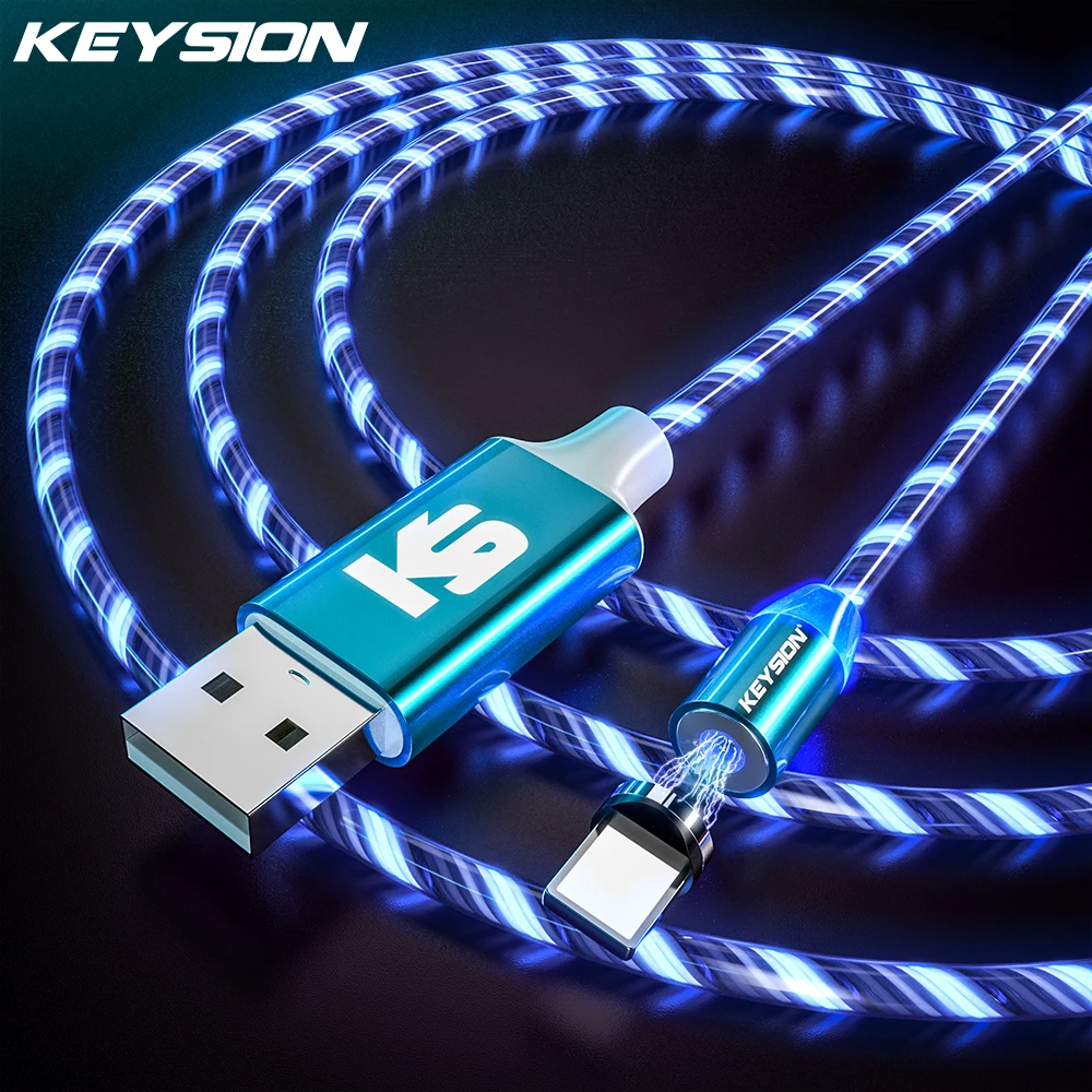 Keysion Magnetic Cable Flowing Light Led Micro Usb Cable For Samsung ...