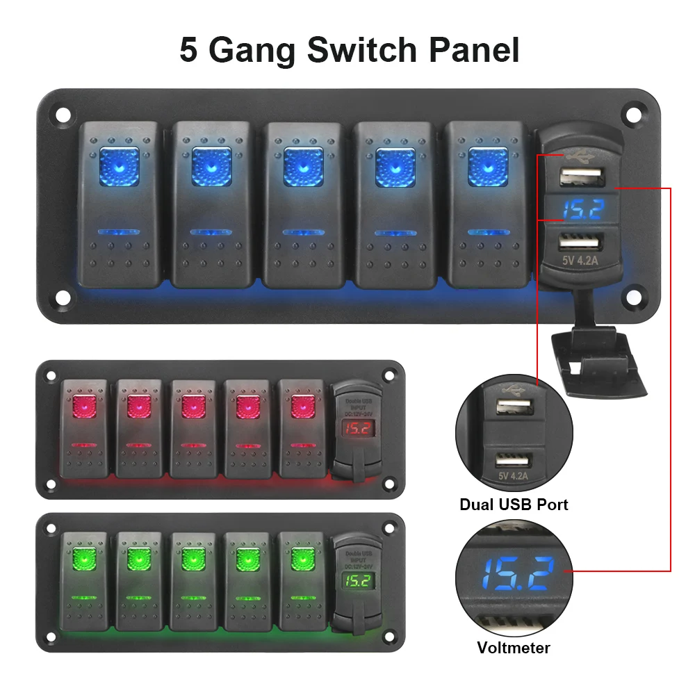 4-2A-Outlet-Combination-Digital-Voltage-Display-Automobile-switch-Dual ...
