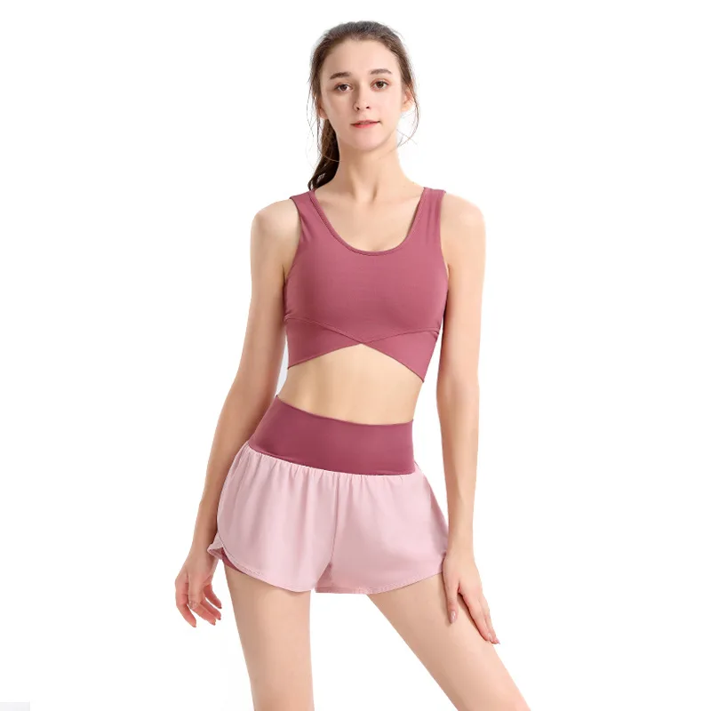 Sport Set Women New Yoga Suit Woman's High Elastic Slim Body Shorts Top ...