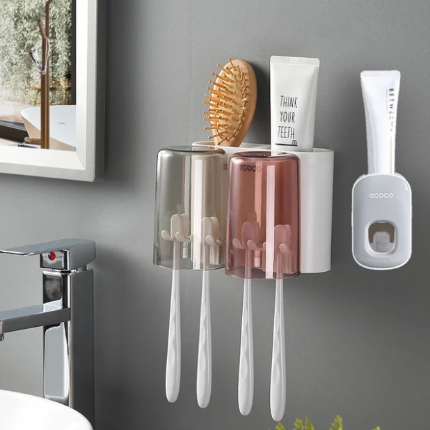 Colorful Toothbrush Holder Punch free Mouthwash Cup Bathroom Wall ...