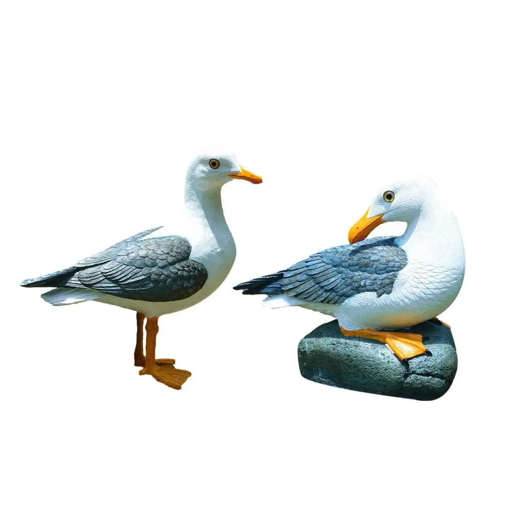 Garden-Resin-Statue-Seagulls-Sculpture-Realistic-Sea-Bird-Figurine ...