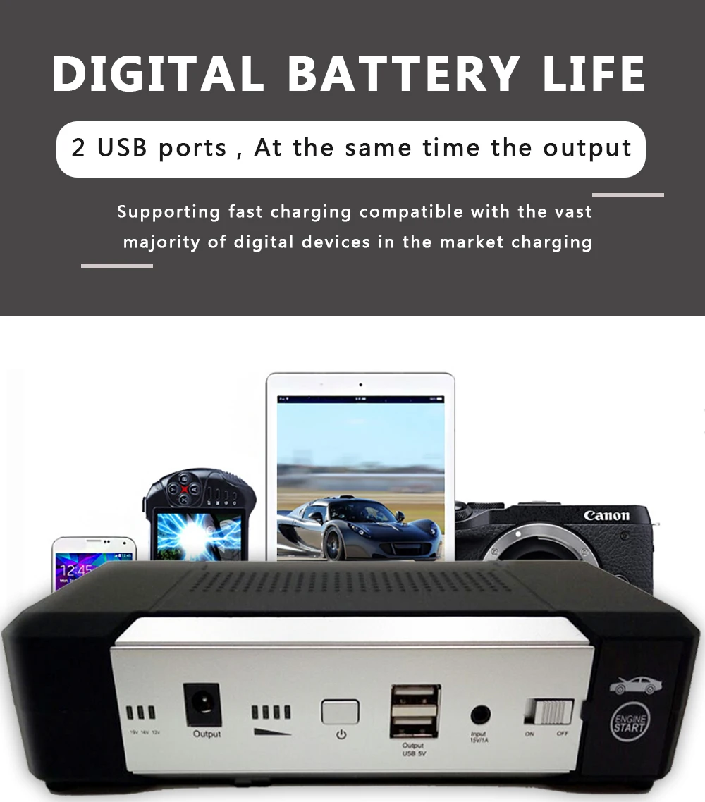 24V Portable Car Jump Starter Charging for laptop Auto Jumper Battery ...
