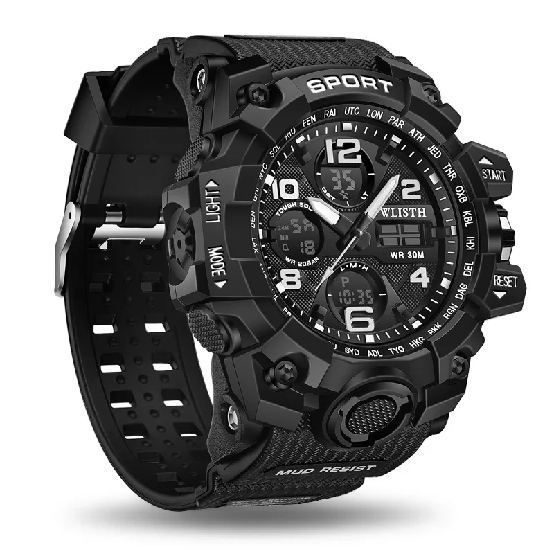 Watch men's outdoor waterproof sports large dial electronic watch ...