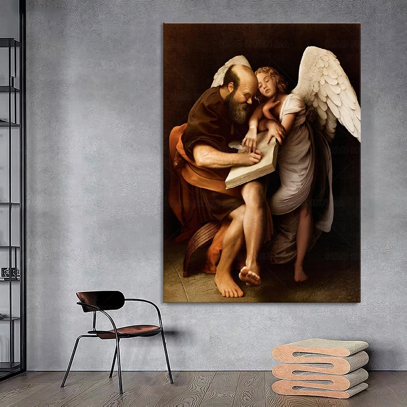 Caravaggio Saint Matthew And The Angel canvas poster hd print wall art ...