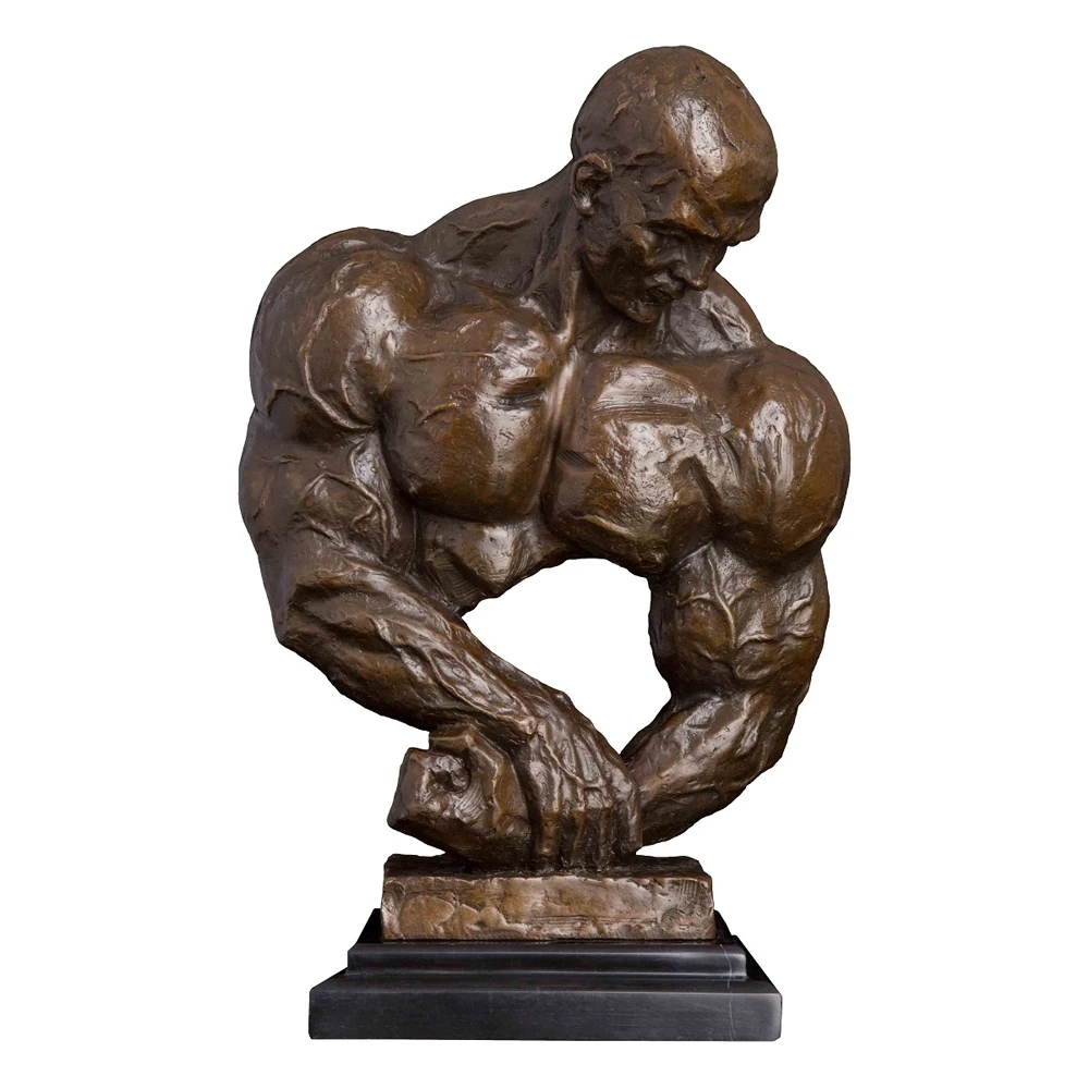 Muscular Man Bust Sculpture Statue Bronze Western Muscle Male Figurine ...