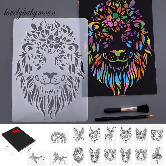 Scratch Art Animals Lion
