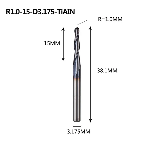 1 pcs Tungsten solid carbide Coated Taper Ball Nose bit CNC milling ...