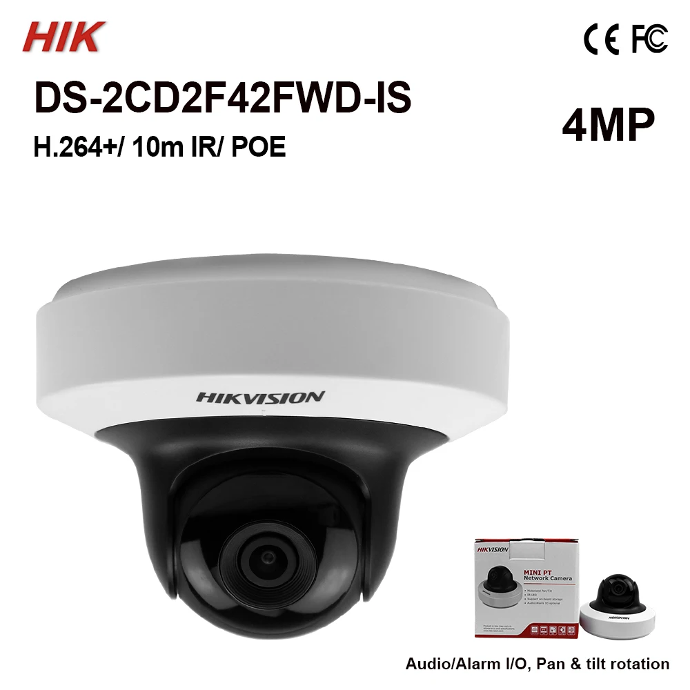 Mini câmera pt original hik 4mp, 10m, ir, wdr, câmera ip com áudio ...