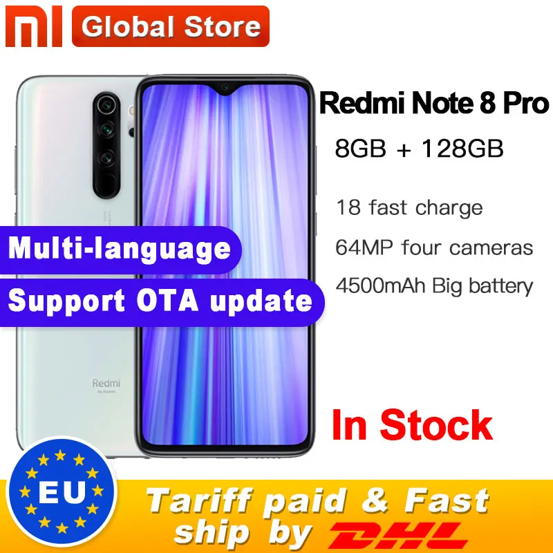 Смартфон Xiaomi Redmi Note 8 pro с глобальной прошивкой, 8 ГБ, 128 ГБ, MTK Helio G90T, 6,53 ...