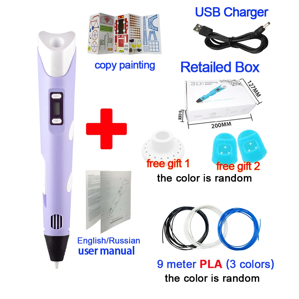 3D Pen For Children Gifts 3D Drawing Printing Pencil w/ LCD Screen PLA ...