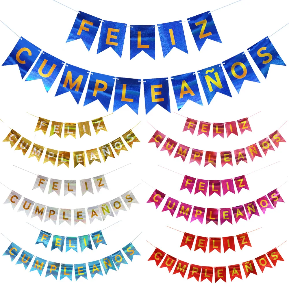 Dovetail-pull-flag-new-laser-Spanish-happy-birthday-banner-party-party ...