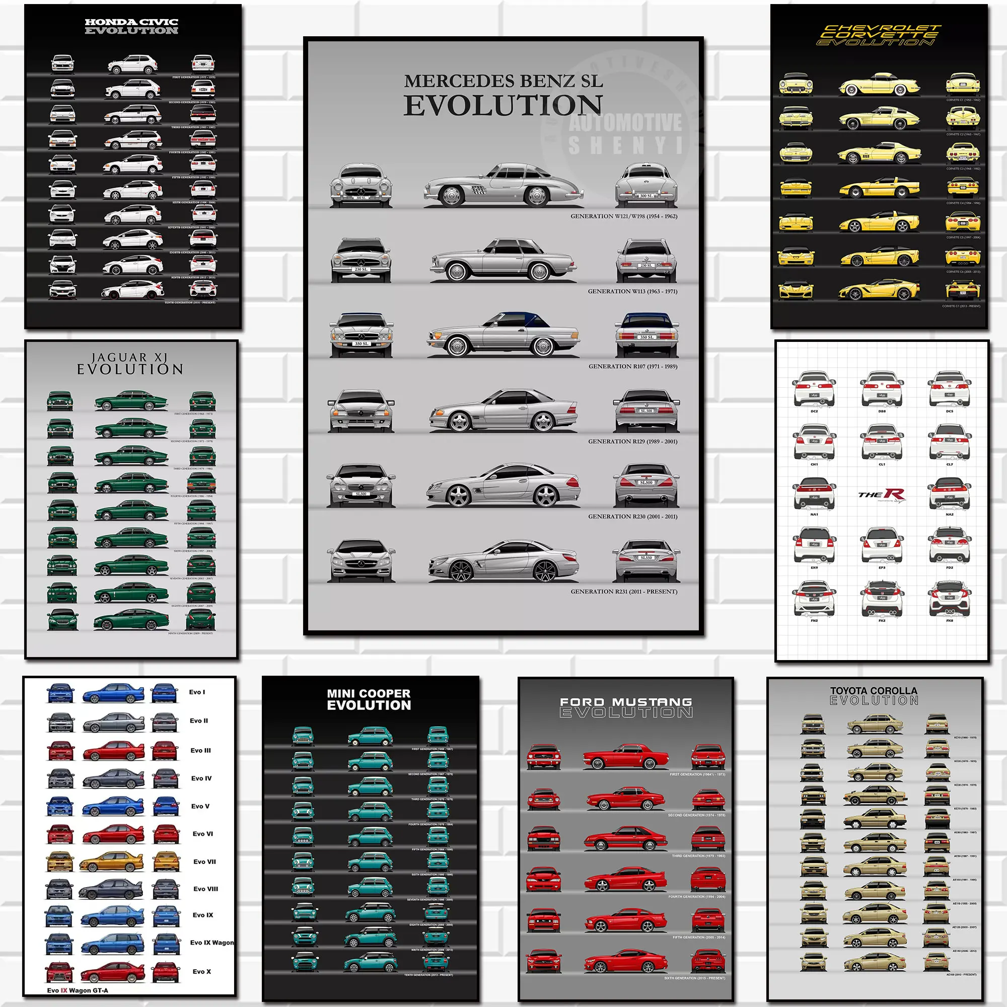 GTR-Car-Evolution-Poster-Canvas-Painting-Racing-Car-Print-Wall-Art ...