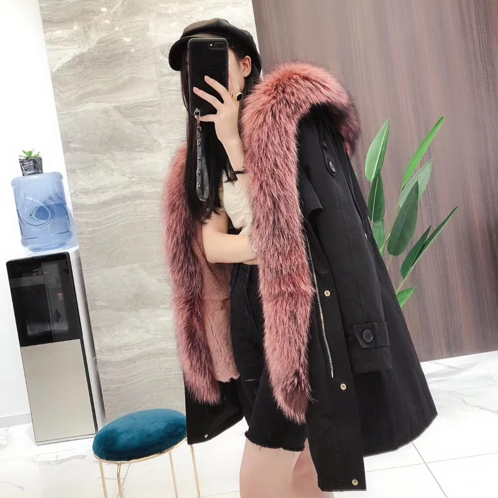 OFTBUY Winter Jacket Women Real Fur Coat Casual Big Natural Fox Fur Parka Thick Warm Outwear ...