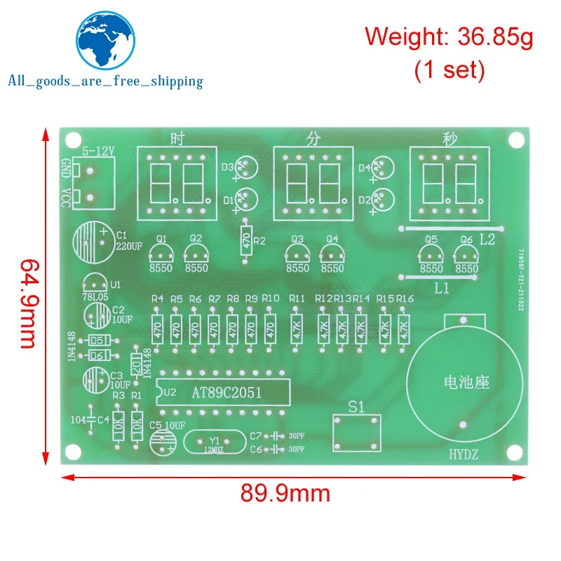 Diy Készletek At89C2051 Elektronikus Óra Digitális Cső Led Kijelző ...