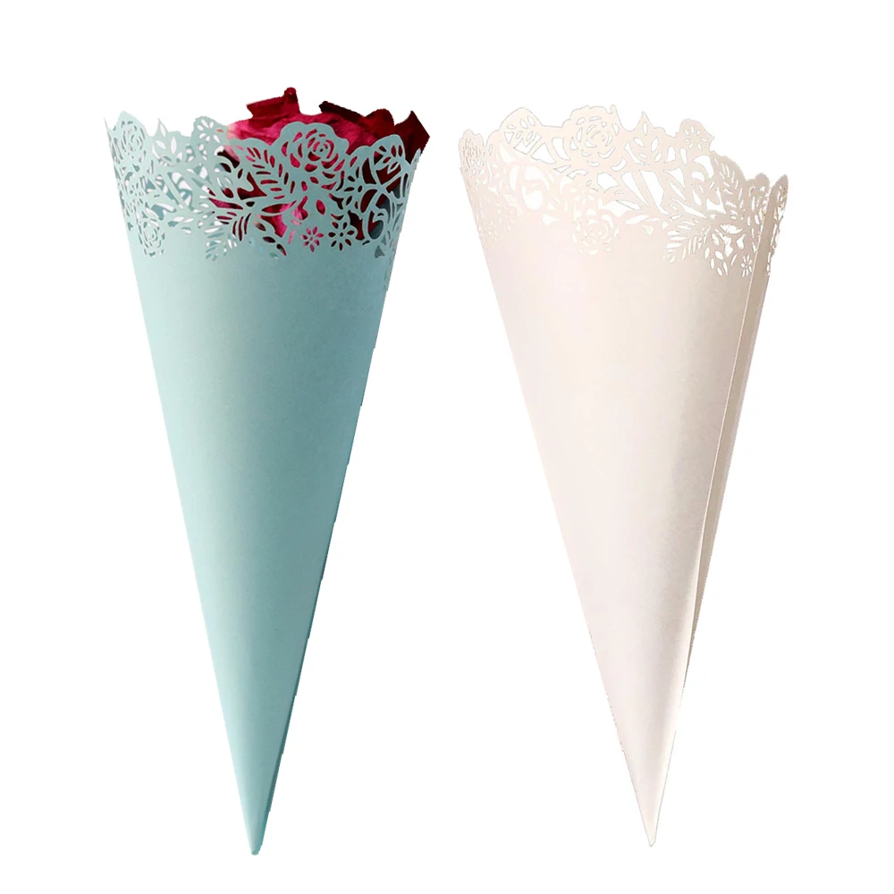 Paper & Party Supplies 50 Confetti Cones White Wedding Decor Confetti ...