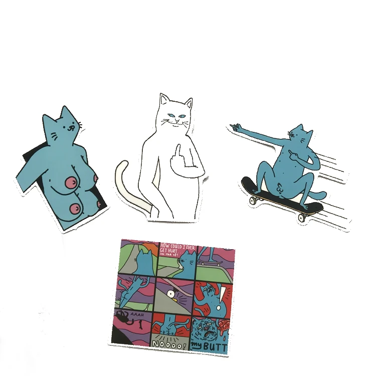 8 Pcs/Set Middle Finger Cat Graffiti Stickers Ripndipp sticker For ...