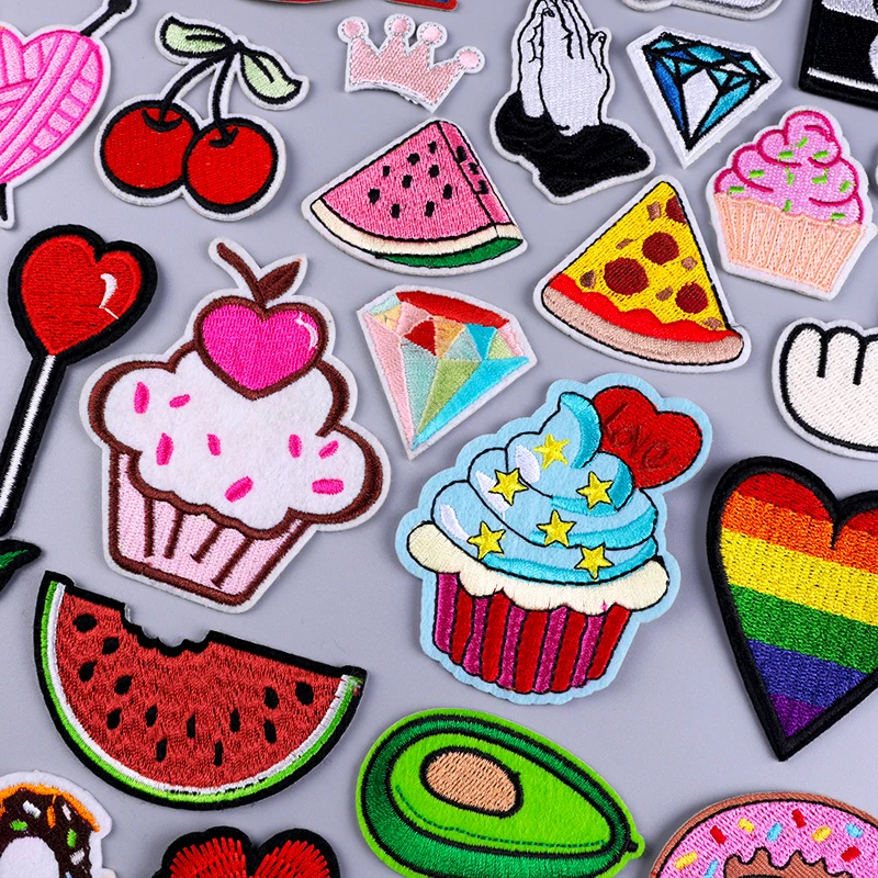 Cartoon-Patch-Food-Patches-Iron-On-Clothes-Cake-Embroidered-Patches-For ...