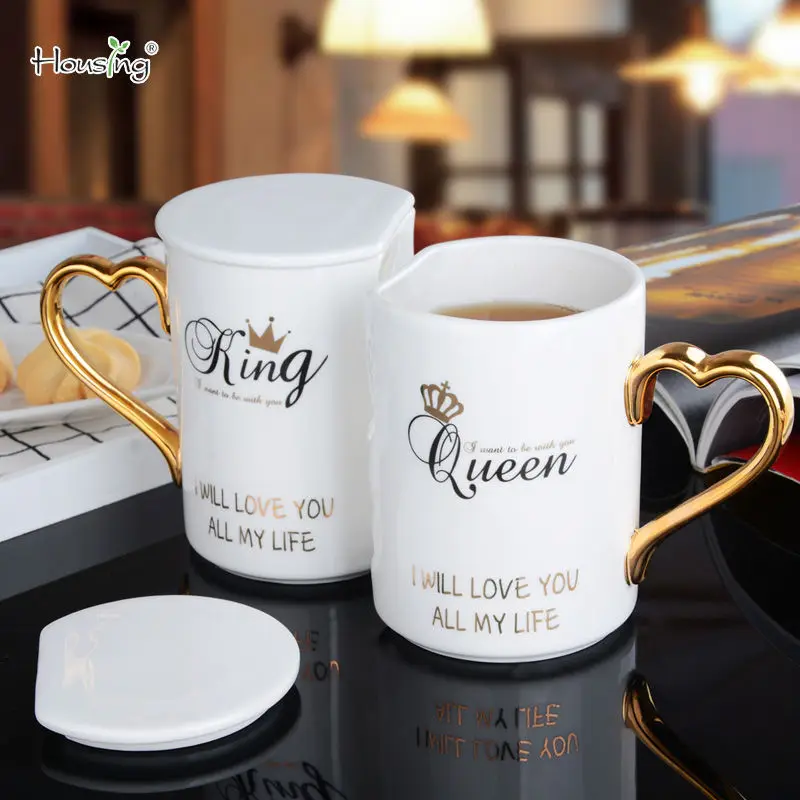 2Pcs/Set Couple Cup Ceramic Kiss Mug Valentine's Day Wedding Birthday ...