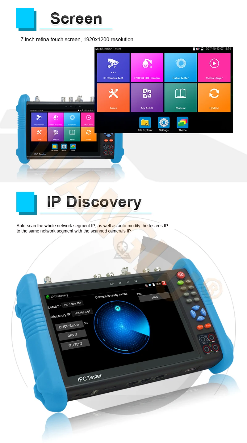 IPC Tester IPC-9800MOVTADHS Plus ALL IN ONE CCTV Tester cable tracer ...