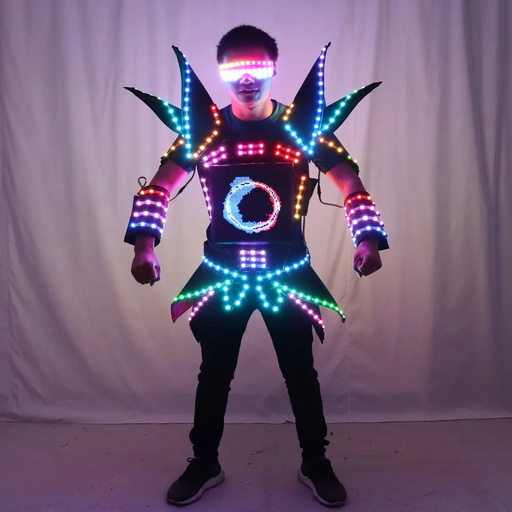 LED Robot Display Costumes Party Performance Wears Armor Suit Colorful ...