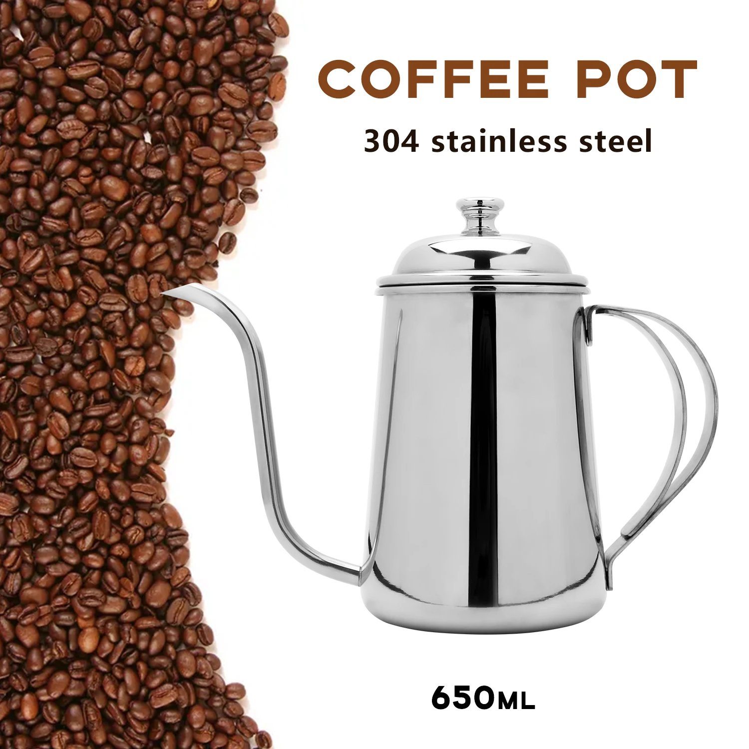 22oz/650ml Stainless Steel Pour Over Coffee Kettle Gooseneck 6mm Spout ...