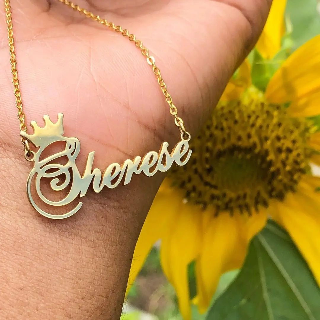 Custom-Name-Necklace-For-Women-With-Crown-Personalized-Stainless-Steel ...