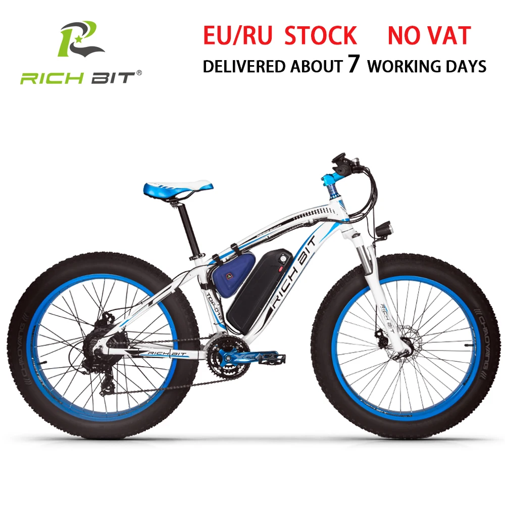 RICHBIT RT-022 Electric Bike 1000W Adult Mountain Bike 26 inch 4.0 Fat Tire Electric Bike 48V ...