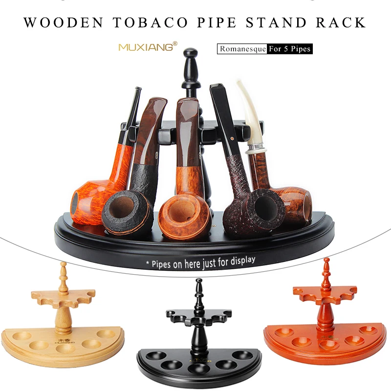 2/3/5 Pipes Wooden Pipe Stand Rack Smoking Tools Holder Straight Line ...