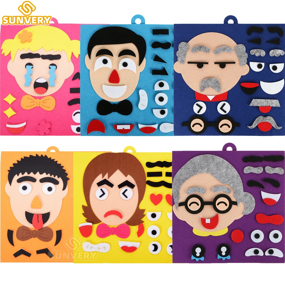 DIY-Kids-Puzzle-Montessori-Facial-Expression-Emotion-Change-Puzzle-Toys ...