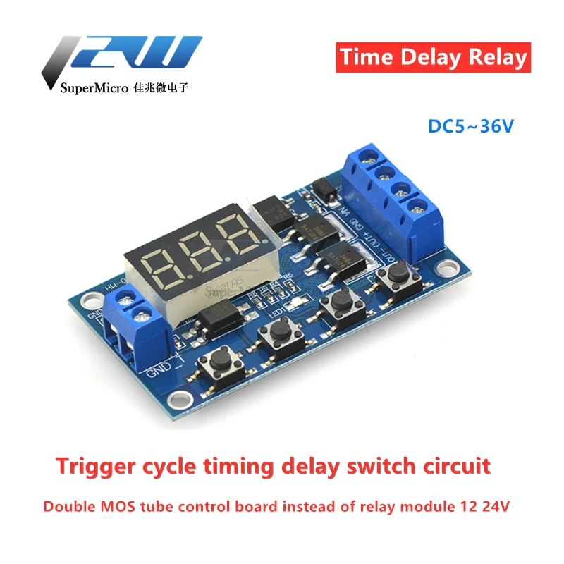 Dc5-36v Dual Mos Led Digital Time Delay Relay Trigger Cycle Timer Delay Switch Circuit Board ...