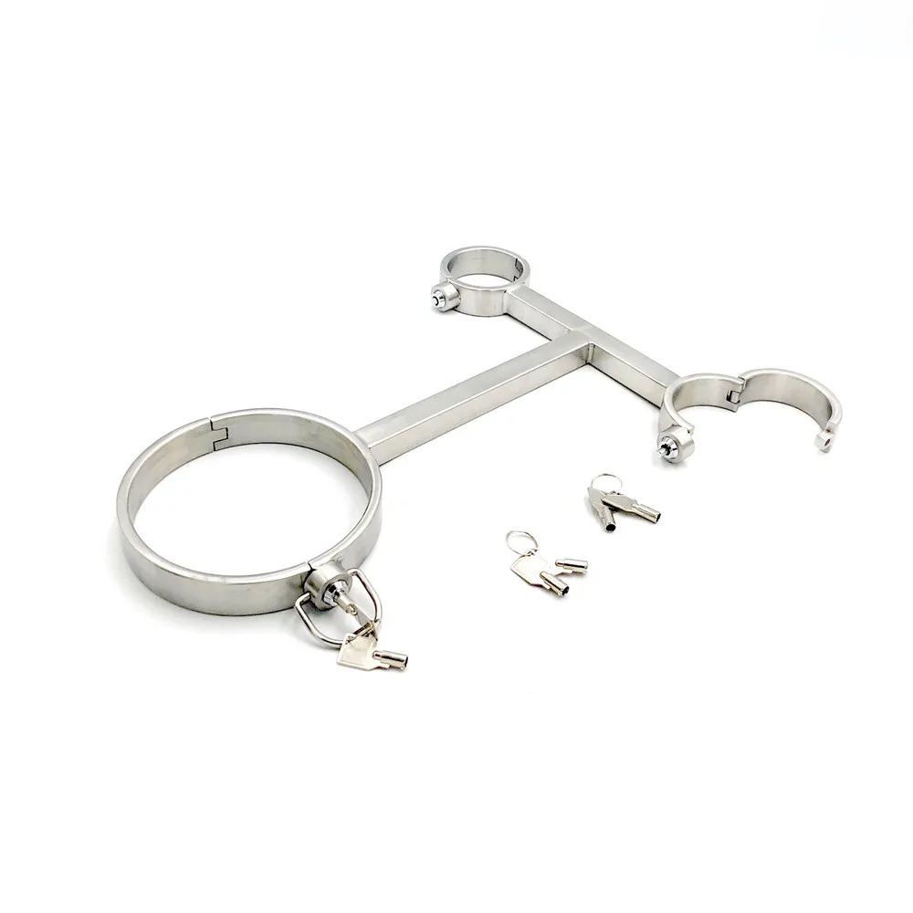 กดล็อคสแตนเลส Bondage Yoke Pillory Handcuffs ข้อมือ Cuffs คอ Restraints ...