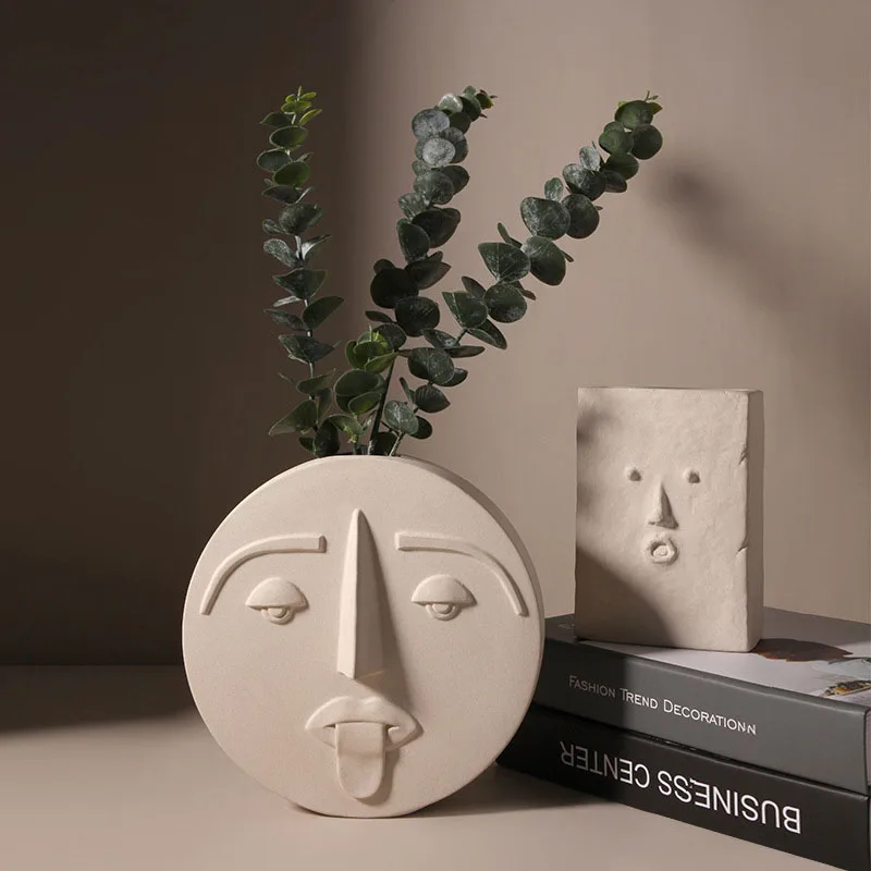 Nordic-Style-Modern-Face-Mask-Ceramic-Vase-Home-Decoration-Flower-Vases ...