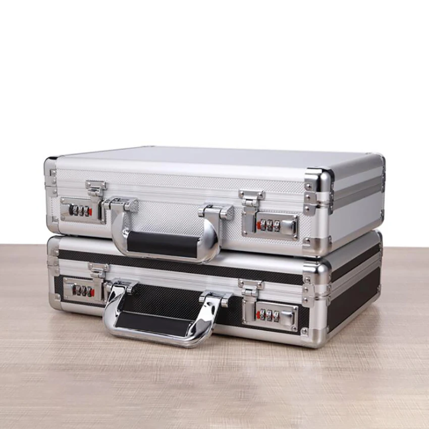 Portable Aluminum Hard Case Passwords ToolBox Black / Silver Briefcase ...