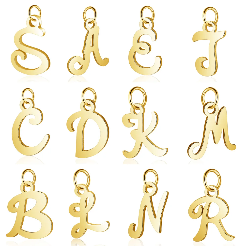 5 teile/los Edelstahl Vergoldung Alphabet ABC diy Schmuck Machen Charme Großhandel 26 Buchstaben ...