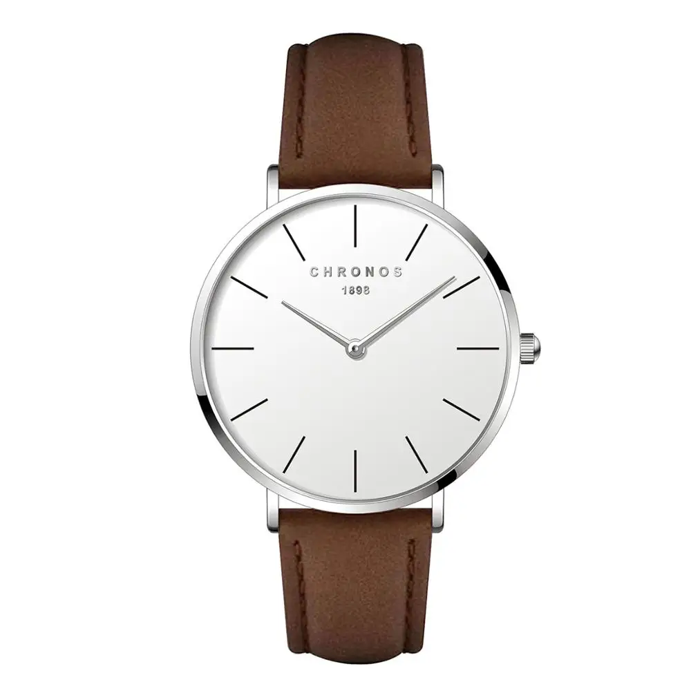 Chronos reloj de cuarzo con correa de cuero para hombre y mujer ...