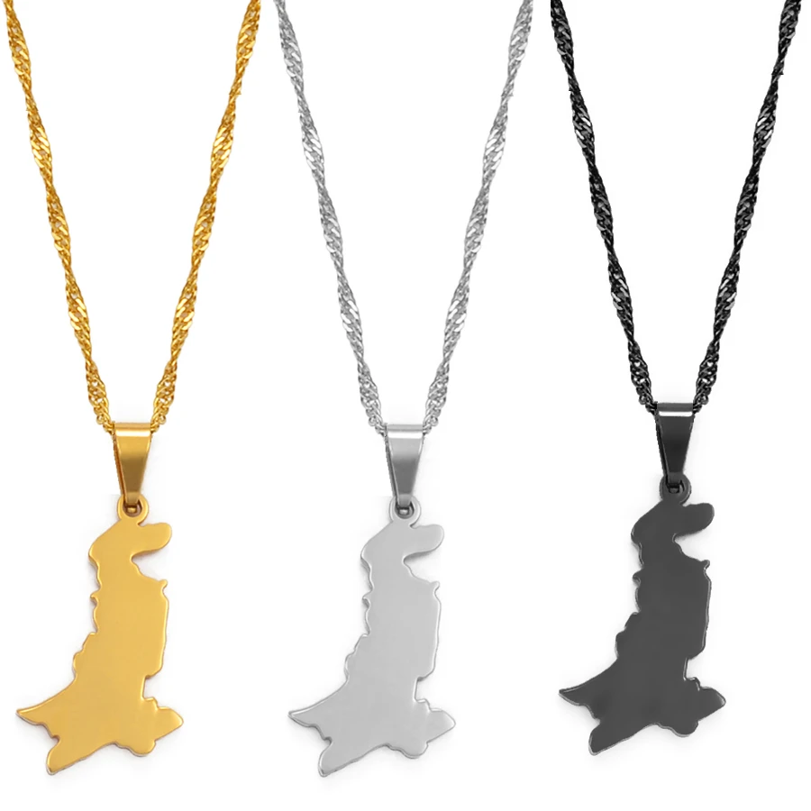 Anniyo Pakistan Map Pendant Necklaces Stainless Steel And Silver Color ...