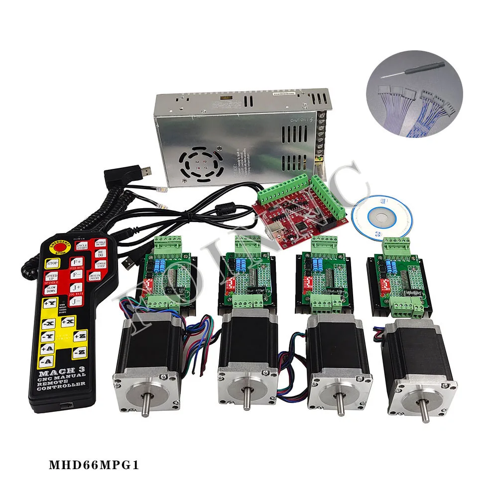 Set Pengontrol CNC, 4 Sumbu, 4 TB6600, Pengontrol Motor Stepper Nema23 ...