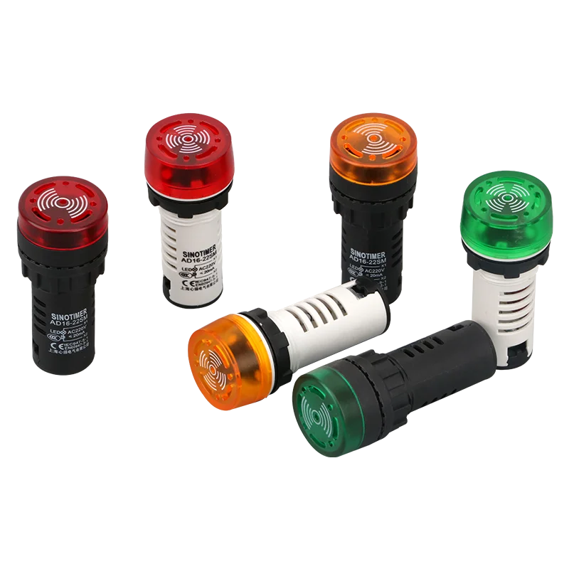 Ad16-22sm Dc 12v 24v Ac 220v 380v 22mm Led Flash Buzzer Signal Lights ...