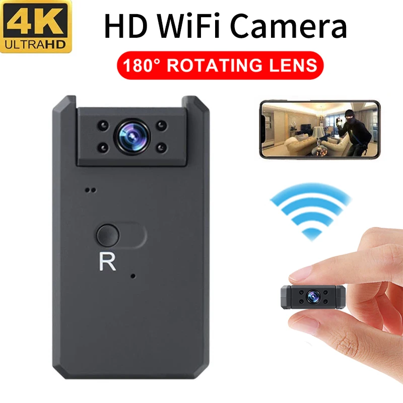 Wifi Mini Camera 4k Hd Rotate 180 Degrees Wireless Smart Home Camcorder ...
