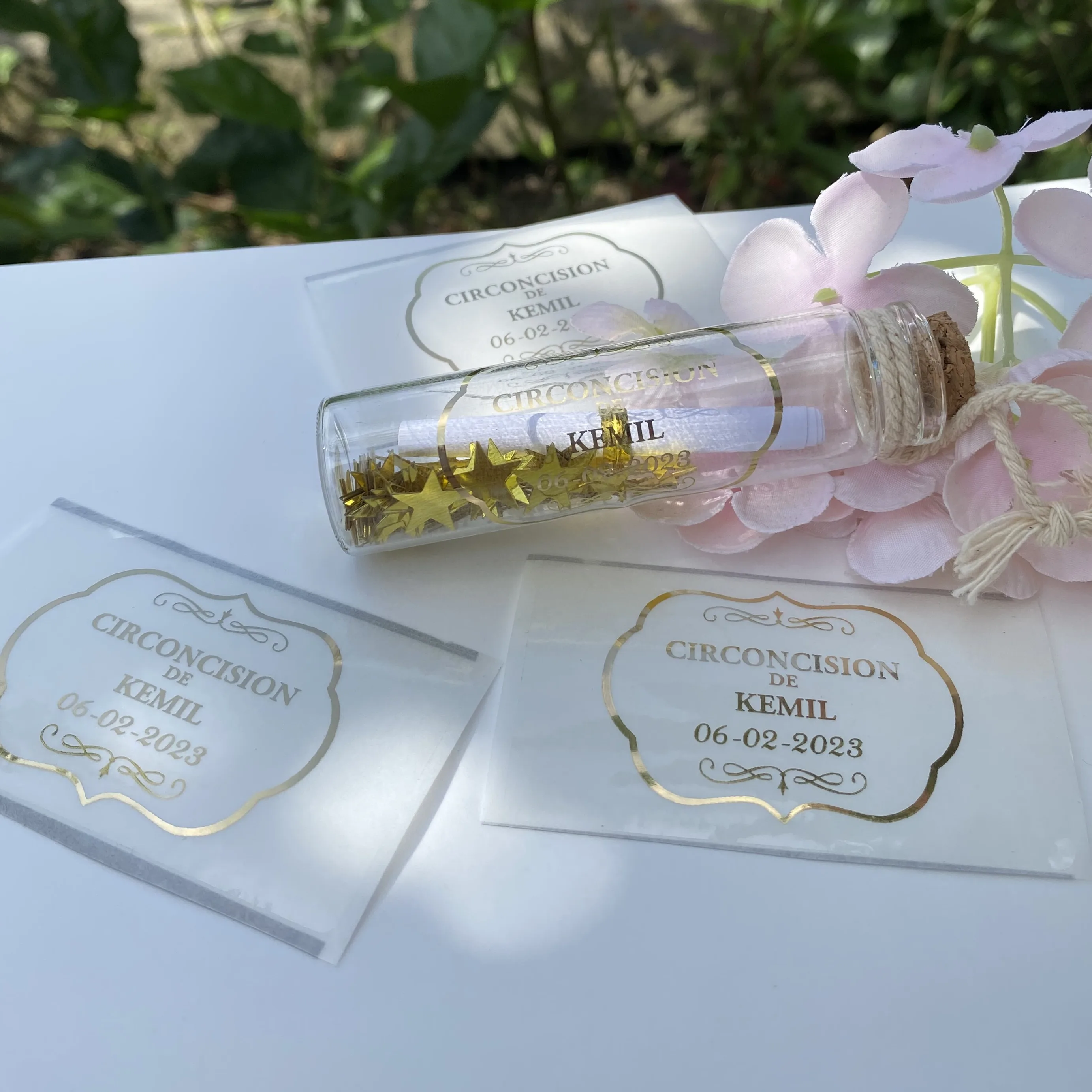 60 Circumcision boy decoration Labels custom Favor Glass tube sticker ...