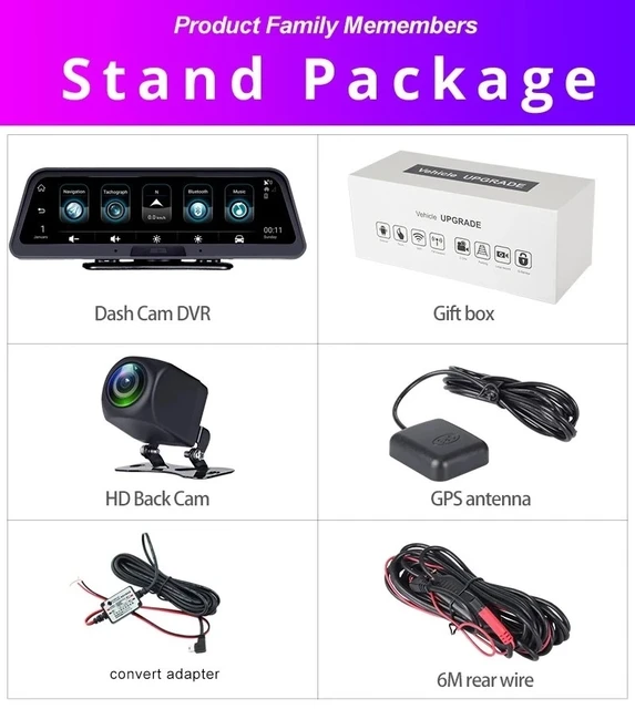 10inch IPS Car DVR Camera GPS 4G Android 8.1 WIFI ADAS FHD 1080P Dash ...
