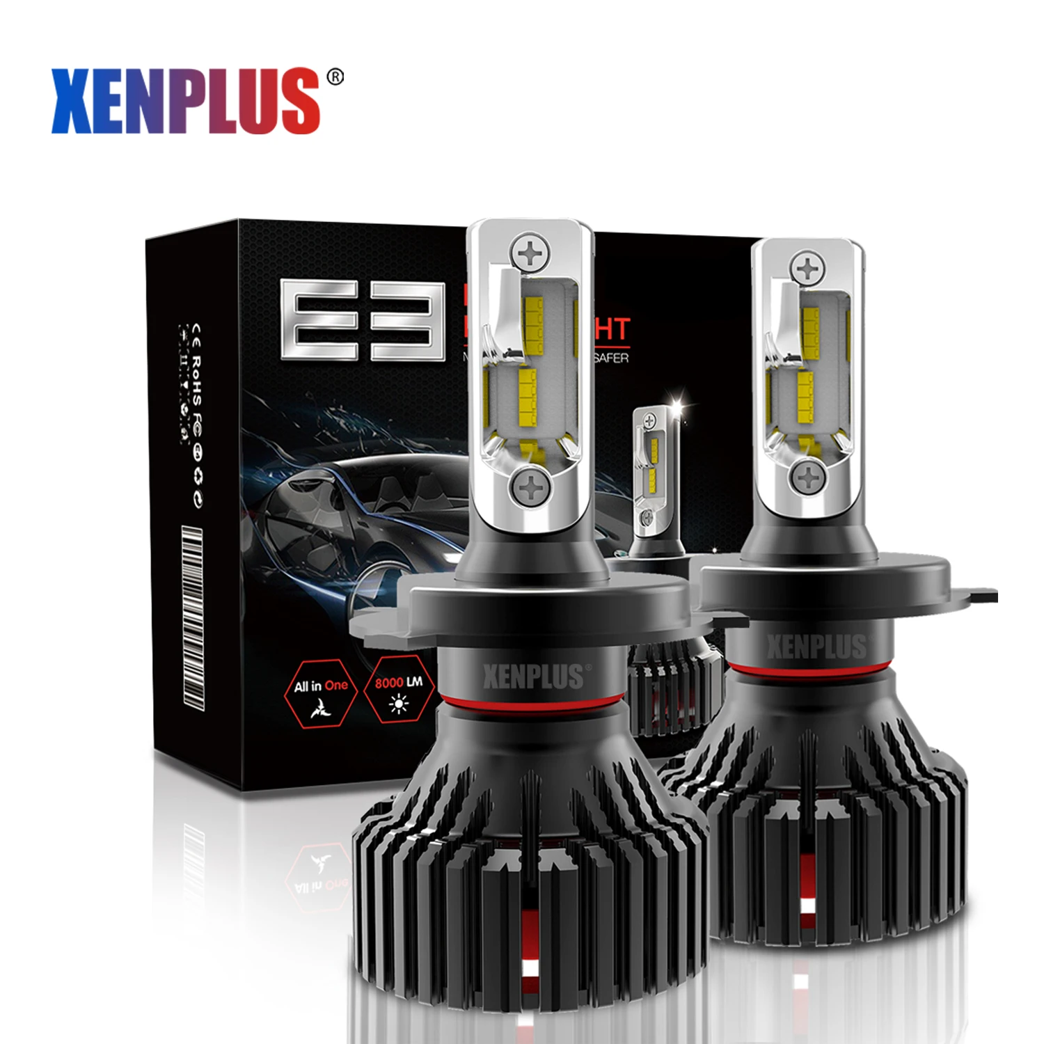 Xenplus error free E3 led Headlight Bulb H7 H1 H3 H4 H119005 9006 H13 ...
