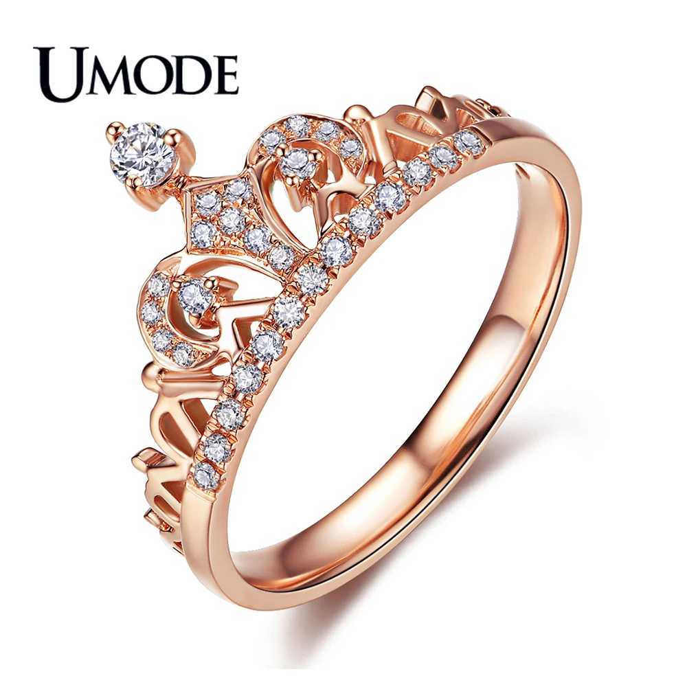 UMODE-Exquisite-Crown-Shaped-Ring-Rose-Gold-Farbe-CZ-Ringe-f-r-Frauen ...