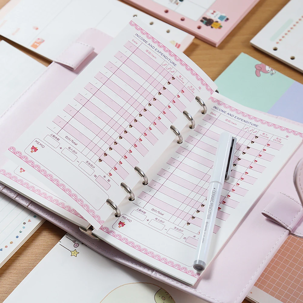 CARNET DE NOTES,Style5-A5--Carnet à feuilles mobiles A5 A6, Kawaii ...