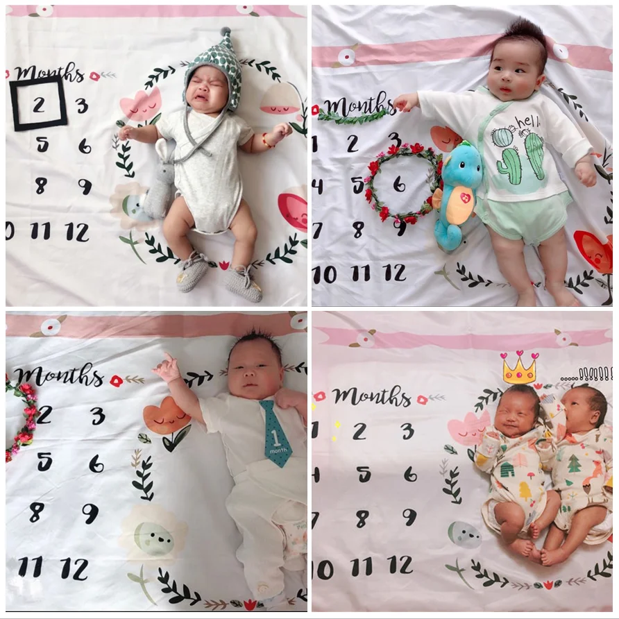 Newborn Baby Monthly Milestone Background Photo Mat Picture Blanket ...