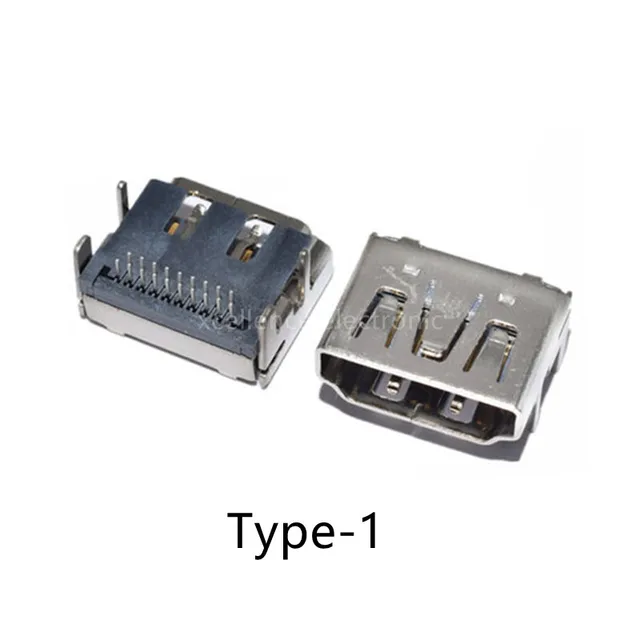 5pcs HDMI HD Interface Connector SMD 19 Pin 19P Vertical Right Angle ...