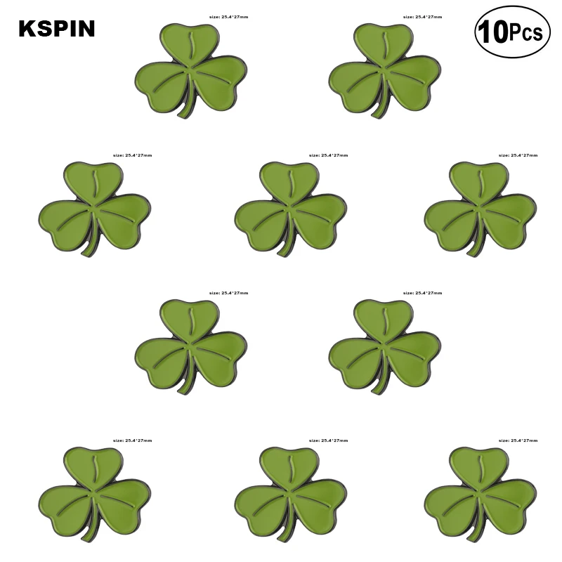 10pcs-a-lot-Clover-Badges-Green-Leaf-Badge-Lapel-Pin-Flag-badge-Brooch ...