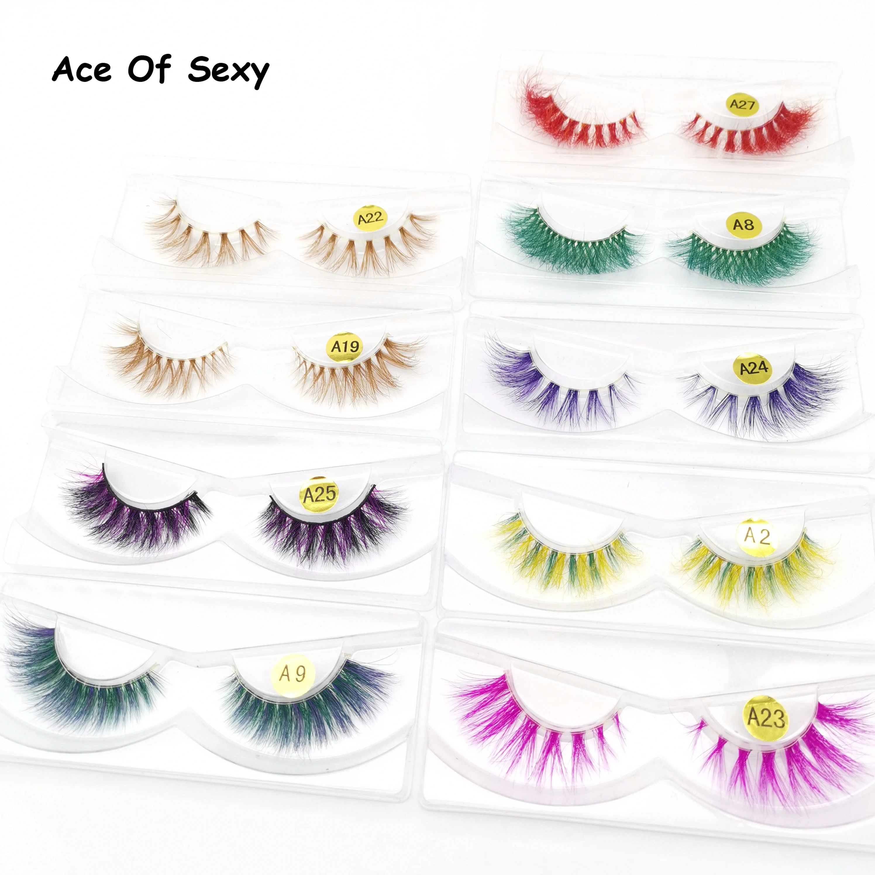 Aceofsexy Festivity 9D False Colored Eyelashes Natural Real Mink fluffy ...