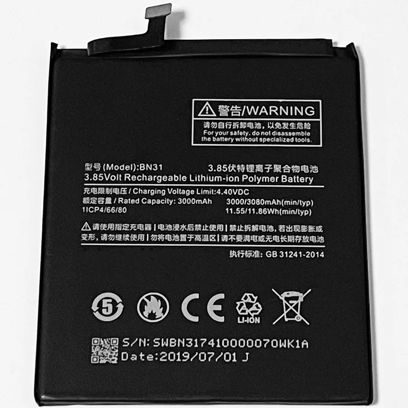 3.85V 3080mAh BN31 For XiaoMi RedMi S2 M1803E6G M1803E6H M1803E6I ...