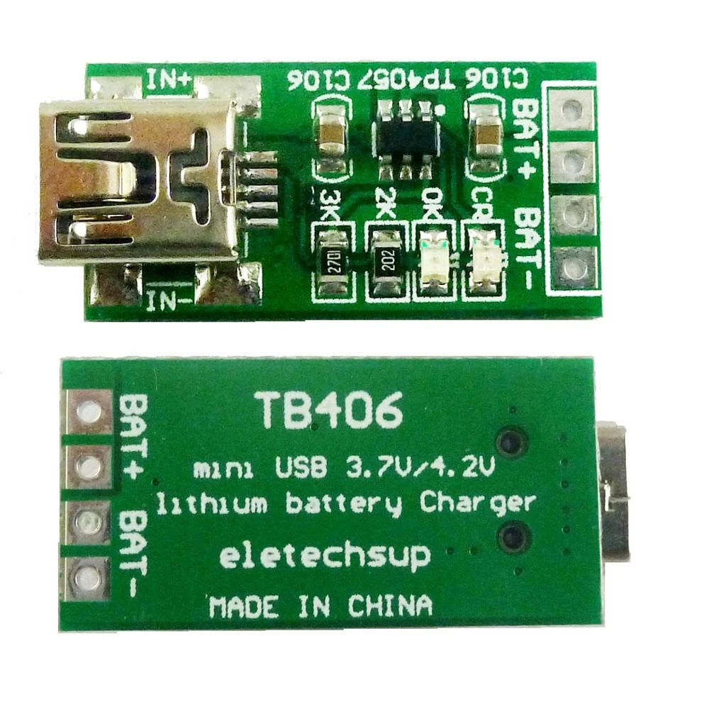 2x Mini Usb Li Lithium Battery Charger Module Tp4057 Dc 5v To 4.2v Step ...